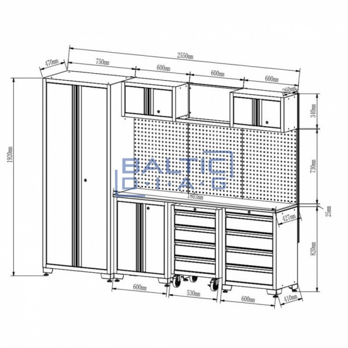 Professional Workbench Set With a Pull-out Cabinet - 13 Piece ...