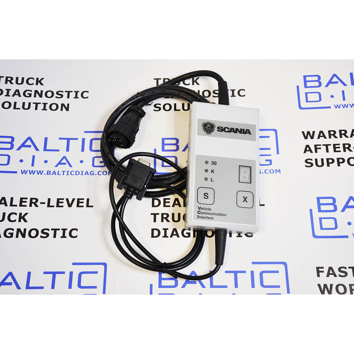 VCI1 Scania diagnostic tool with RS232 to pc cable and laptop